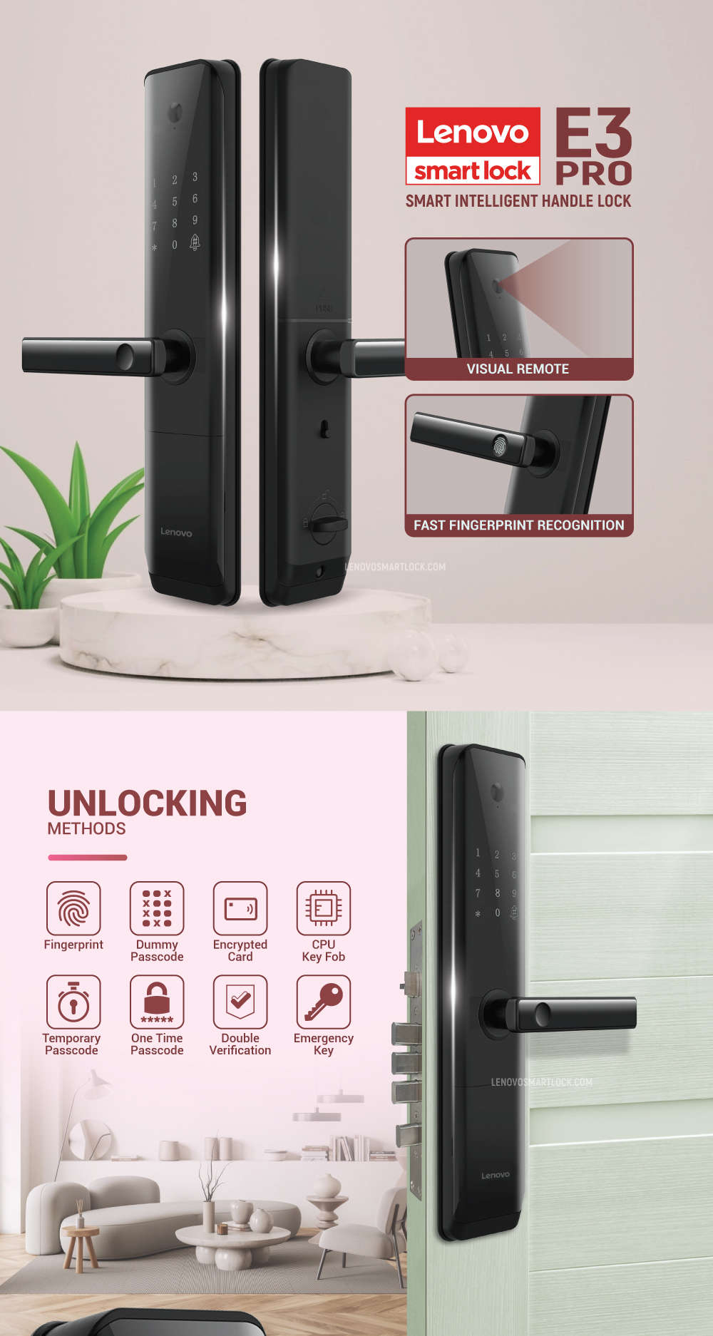 LENOVO E3 PRO | Digital Gate Lock Malaysia | Best Smart Lock Malaysia